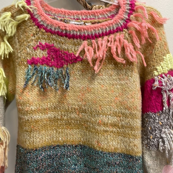 Anthropologie | Sweaters | New Womens Anthropologie Fringed Colorblock Sweater | Poshmark